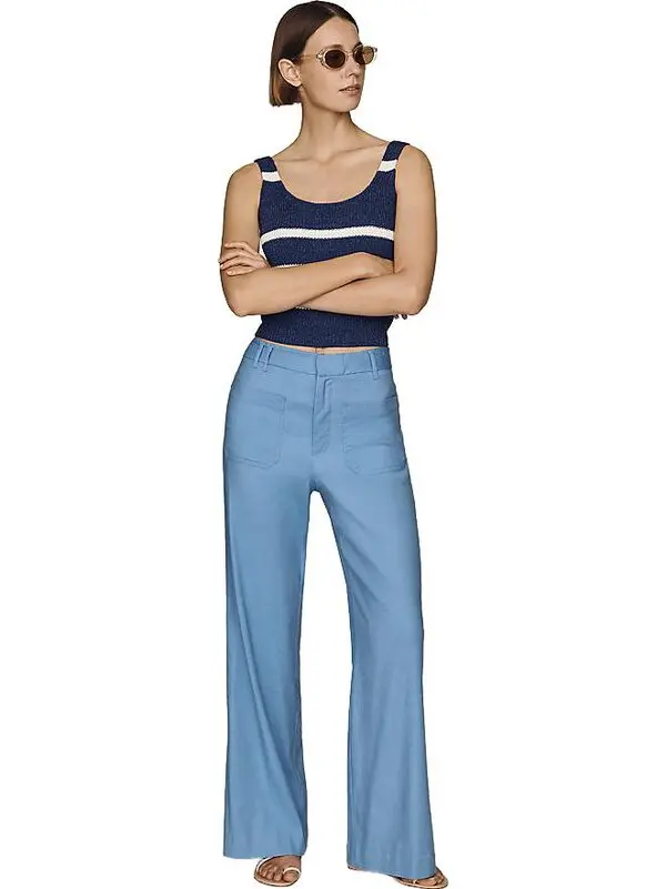 Maeve Jude European Linen Stretch Trousers - Blue Bonnet