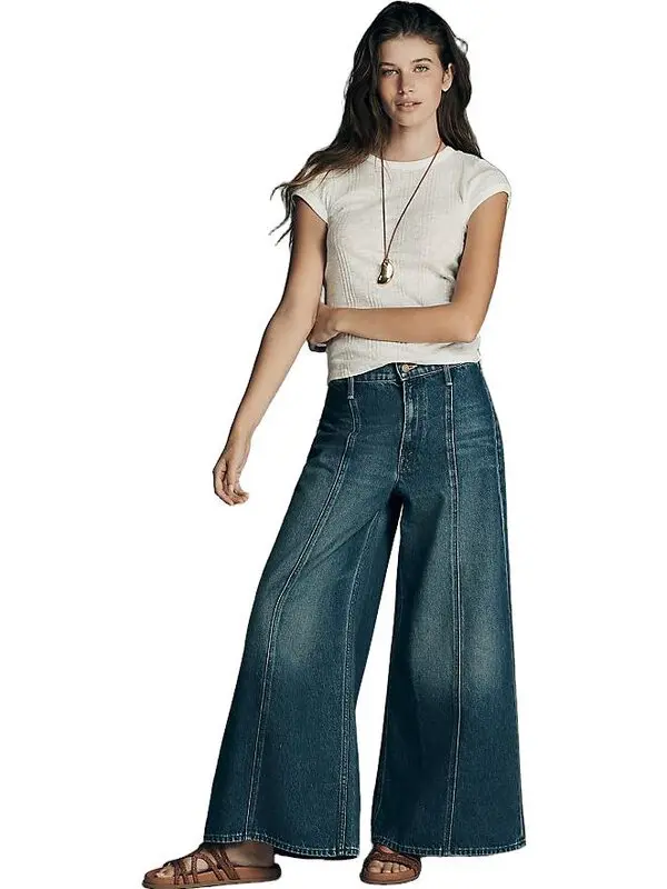 MOTHER Lunch Line Flood High-rise Wide-leg Jeans - On Tap