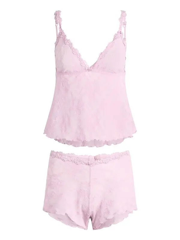 SKIMS Stretch Lace Cami And Short Set - Baby Pink