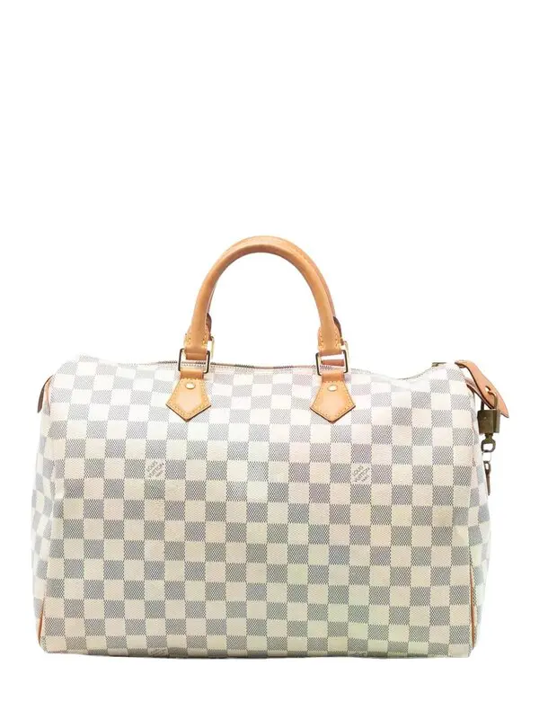 LOUIS VUITTON 2014 Damier Azur Speedy 35 Boston Bag - White
