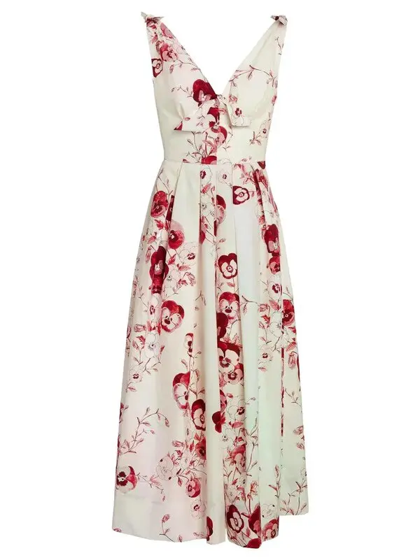 Giambattista Valli Tie-shoulder Floral Midi Dress - White