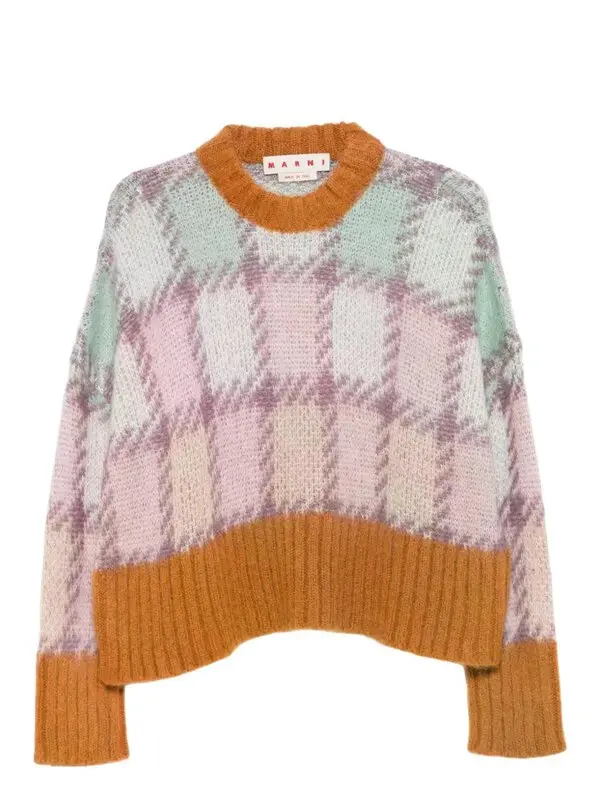 Marni Checked Long-sleeve Sweater - Pink
