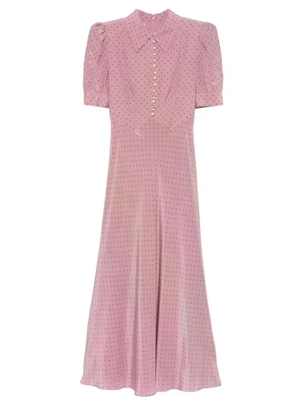 Alessandra Rich Polka-dot A-line Midi Dress - Pink