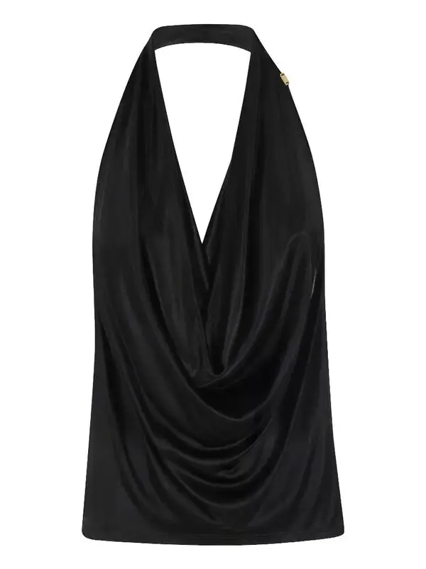 Elisabetta Franchi Draped Halterneck Top - Black