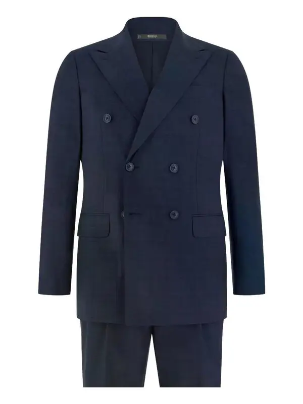 Boggi Milano Prince Wales Check Double-breasted Suit - Blue