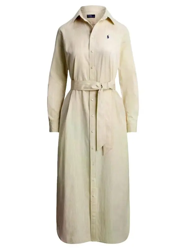 Polo Ralph Lauren Belted Shirt Midi Dress - Neutrals