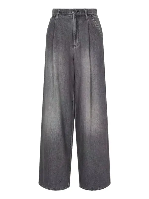 Armani Exchange Pleated Wide Leg Trousers - Grey