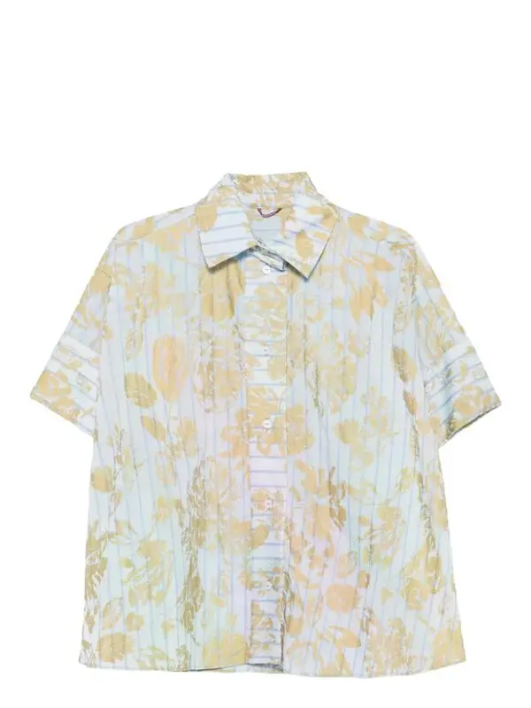 Antonio Marras Floral-print Striped Shirt - Blue