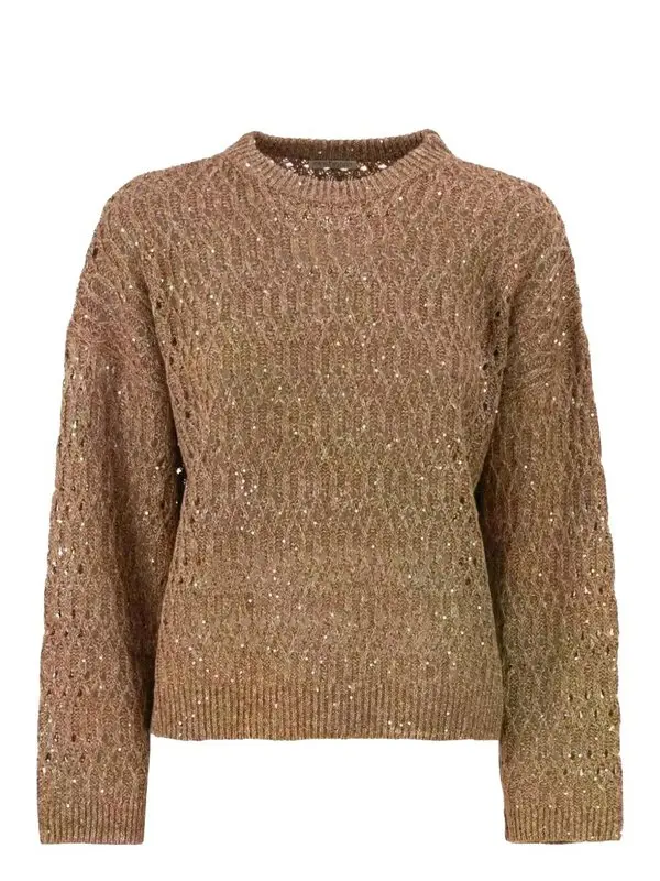 Brunello Cucinelli Openwork Crew-neck Sweater - Brown