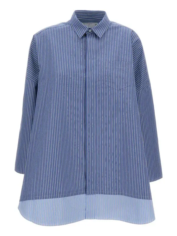 Sacai Striped Poplin Shirt - Sky Blue