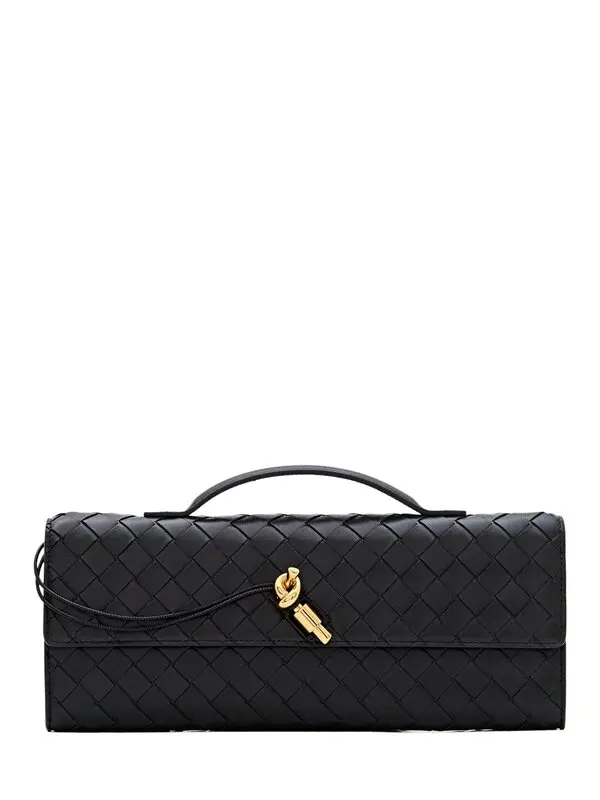 Bottega Veneta Andiamo Long Leather Clutch - Black