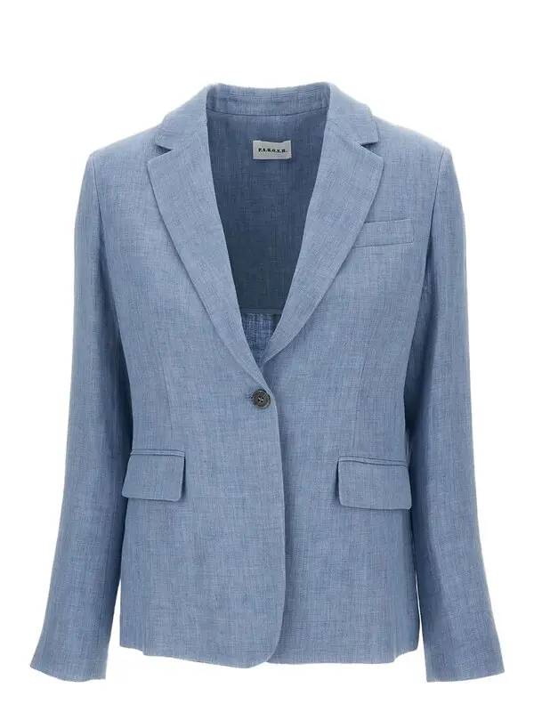 PAROSH Linen Blend Blazer - Sky Blue