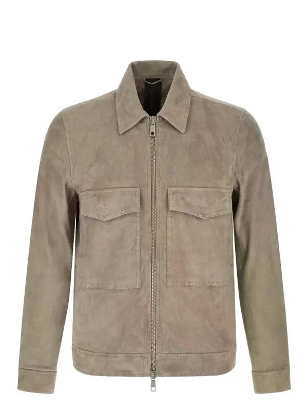 GIORGIO BRATO Pointed-collar Suede Jacket - Neutrals