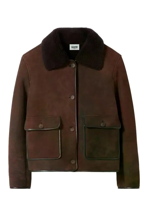 Claudie Pierlot Shearling-collar Suede Jacket - Brown