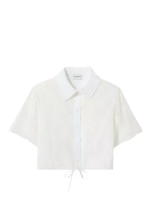 Claudie Pierlot Lace-embellished Drawstring Shirt - White