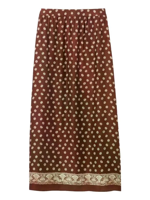 Claudie Pierlot Floral-print Midi Skirt - Brown