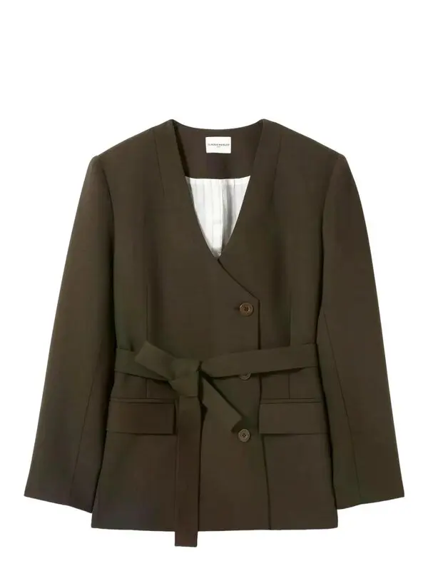 Claudie Pierlot Belted Double-breasted Blazer - Green