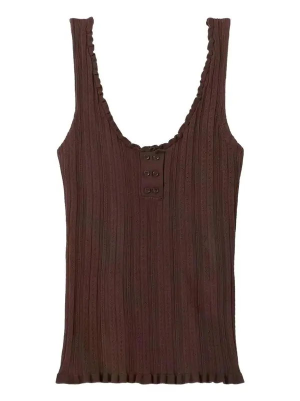 Claudie Pierlot Ruffled Knit Tank Top - Brown