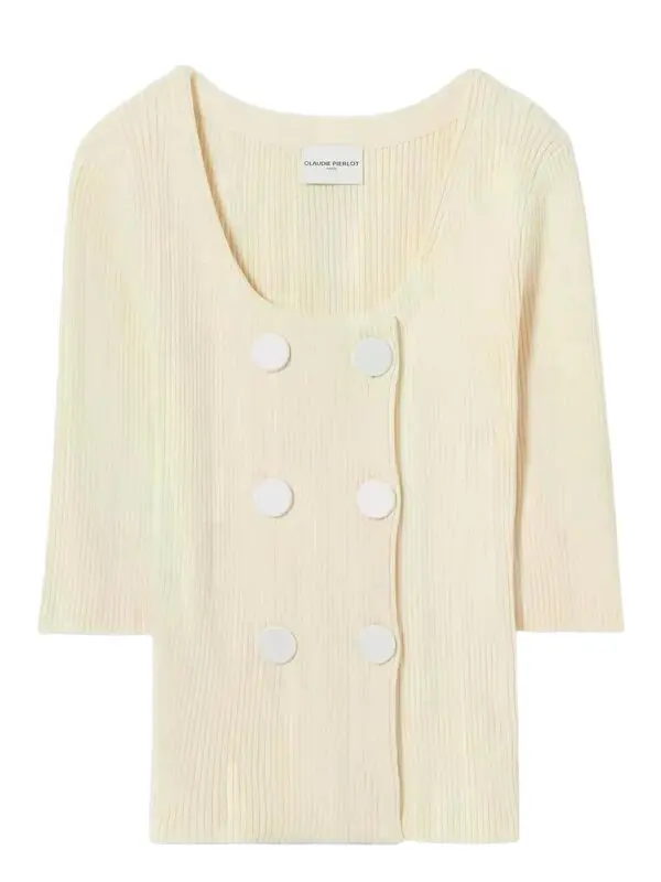 Claudie Pierlot Button Ribbed Cardigan - Neutrals