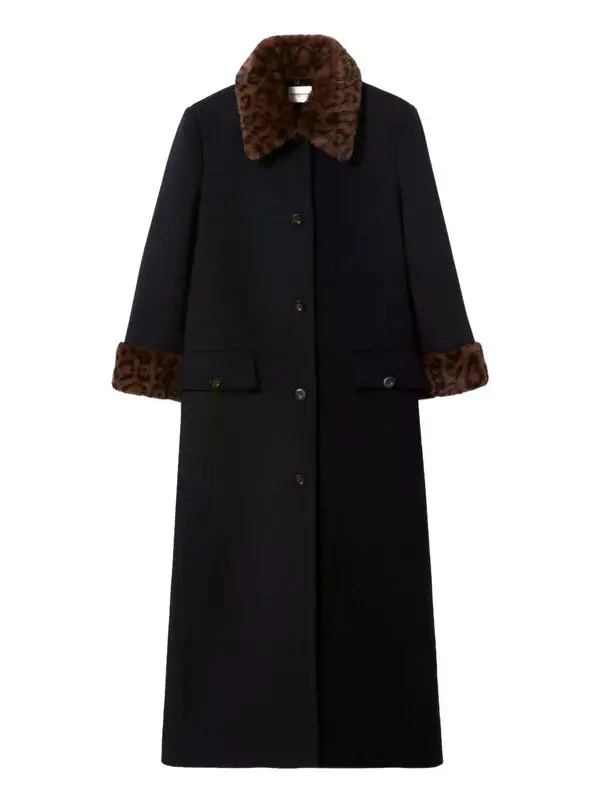 Claudie Pierlot Leopard-print Collar Coat - Blue