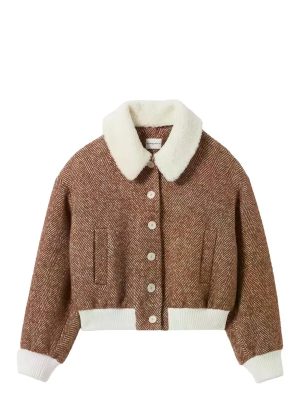 Claudie Pierlot Herringbone Bomber Jacket - Brown