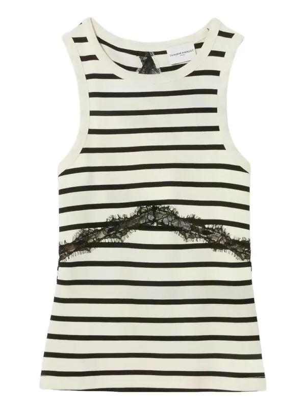 Claudie Pierlot Striped Lace Band Tank Top - Neutrals
