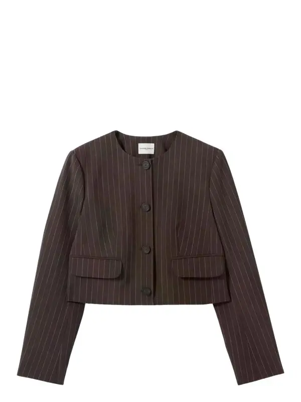 Claudie Pierlot Pinstripe Cropped Jacket - Brown