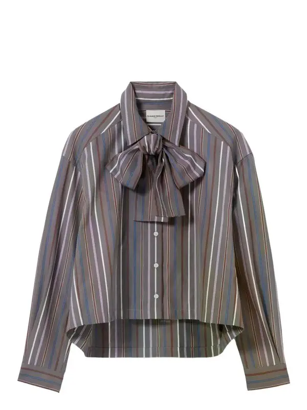 Claudie Pierlot Striped Bow-tie Shirt - Brown