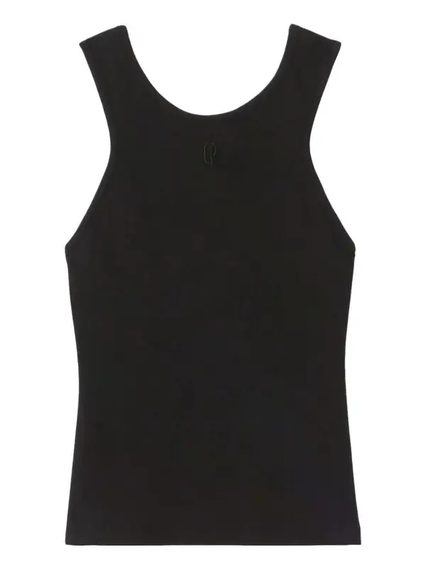 Claudie Pierlot Embroidered-logo Ribbed Tank Top - Black