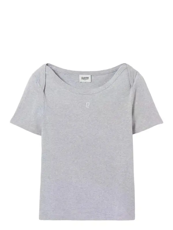 Claudie Pierlot Boat-neck T-shirt - Grey