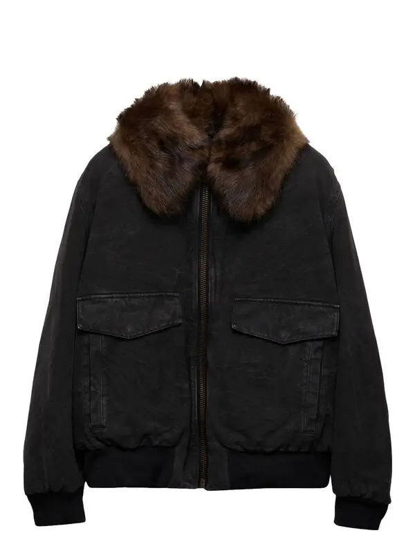 Prada Cotton Shearling-collar Jacket - Black