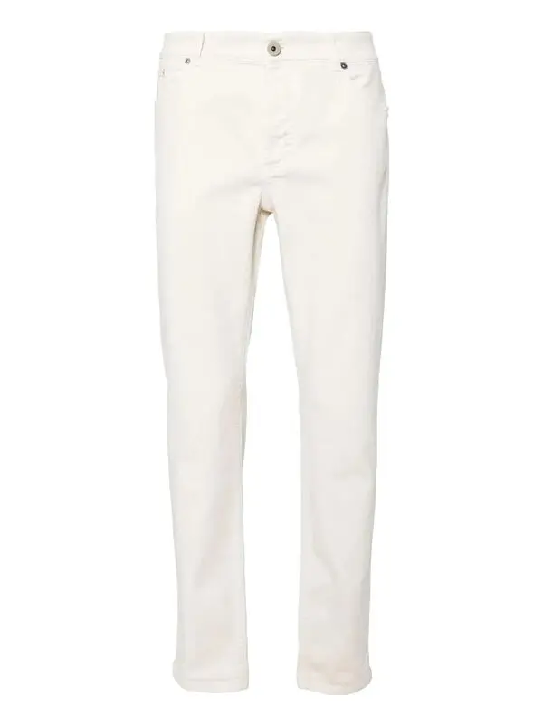 Brunello Cucinelli Garment-dyed Five-pocket Trousers - White