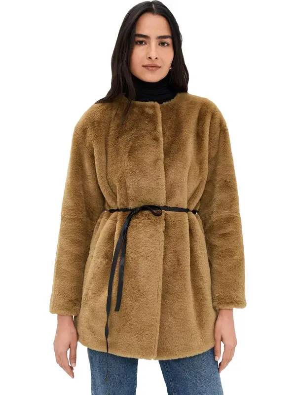 Velvet By Graham & Spencer Marmont Faux Fur Jacket - Camel