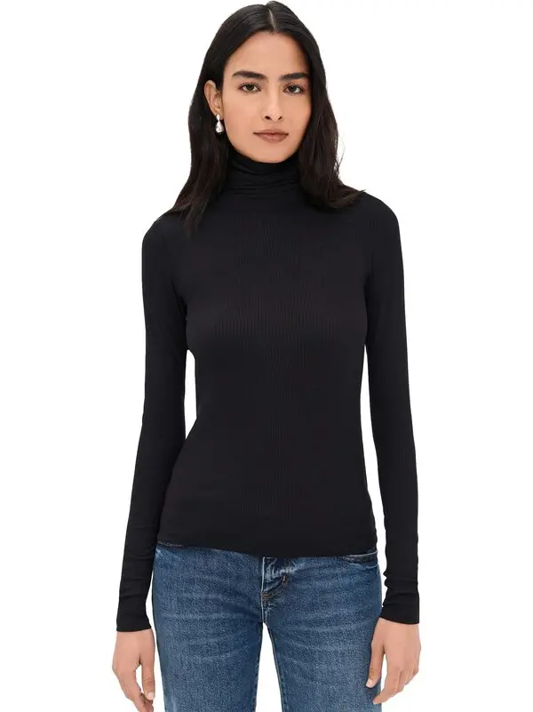 Joe's Jeans Long Sleeve Ribbed Top - Black