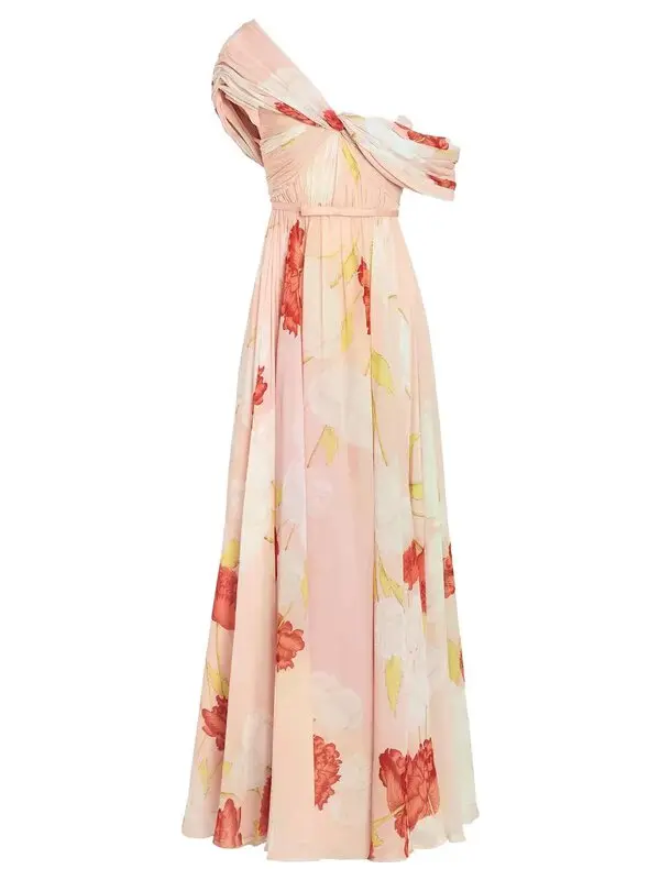 Giambattista Valli Floral-print One-shoulder Maxi Dress - Pink