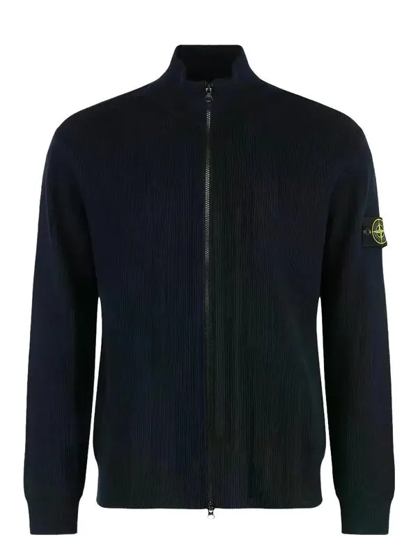 Stone Island Zip-up Organic Cotton Cardigan - Blue