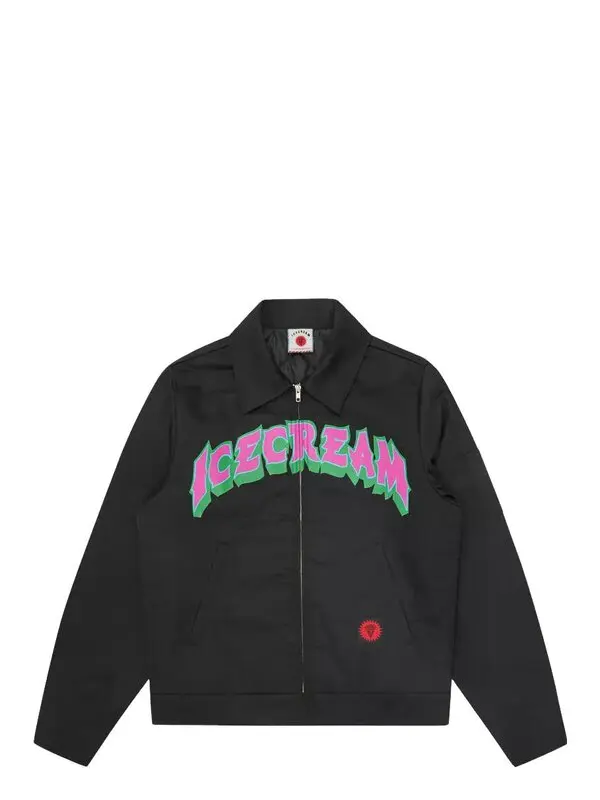 ICECREAM Pointed-collar Zip Jacket - Black