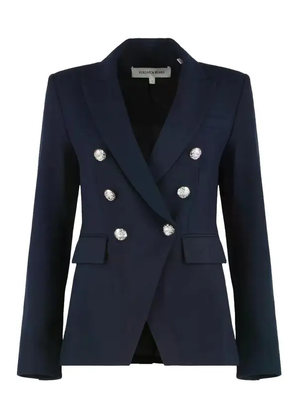 Veronica Beard Miller Dickey Double-breasted Blazer - Blue