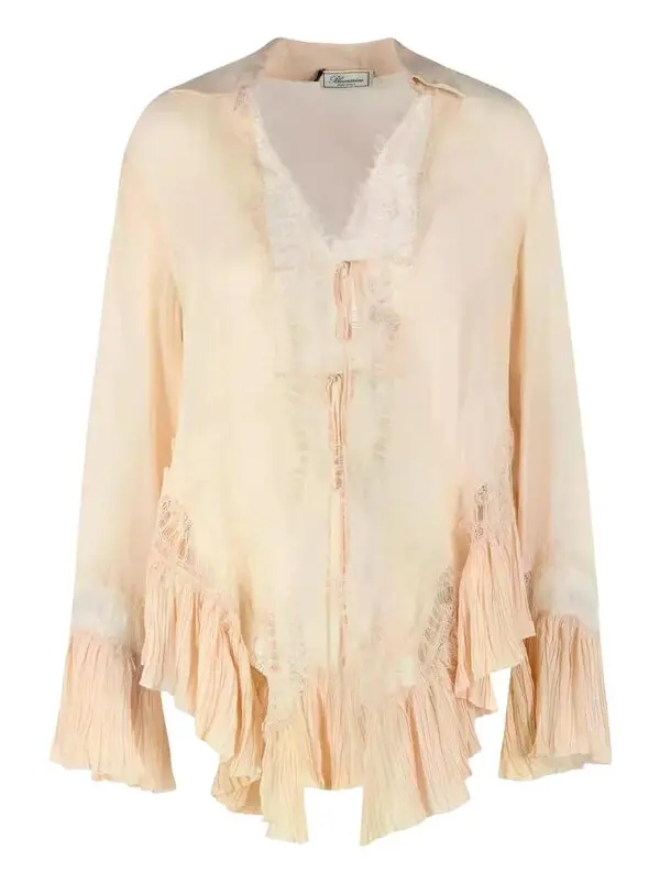 Blumarine Lace Ruffled Shirt - Neutrals