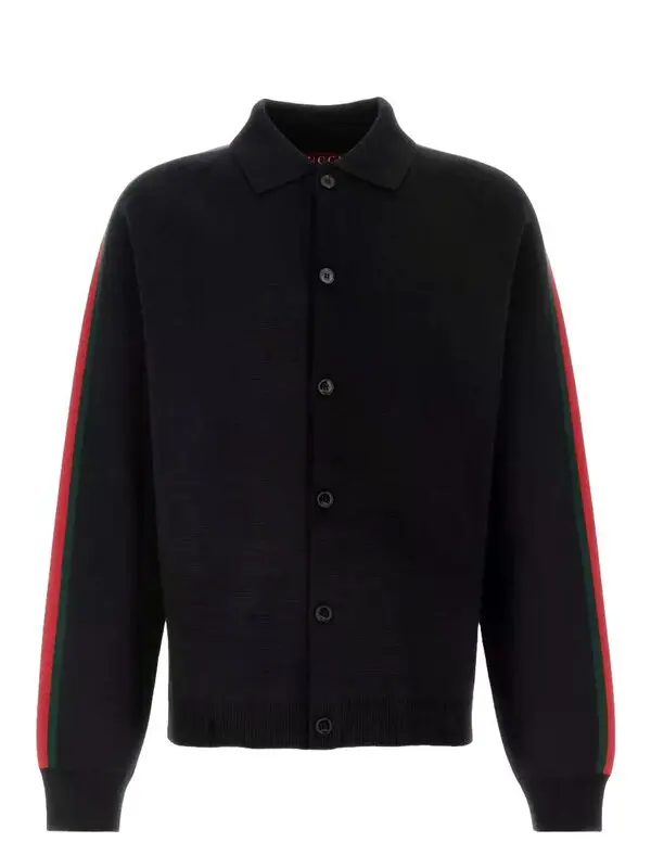Gucci Striped Wool Cardigan - Black