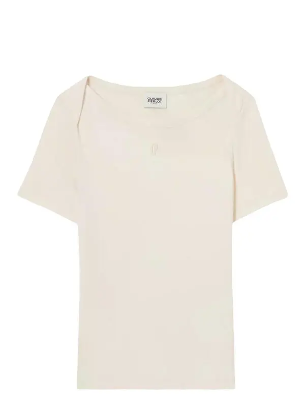 Claudie Pierlot Logo-embroidered Short-sleeve T-shirt - Neutrals