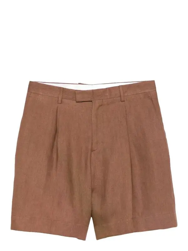 LARDINI Pleated Flap Pocket Shorts - Brown