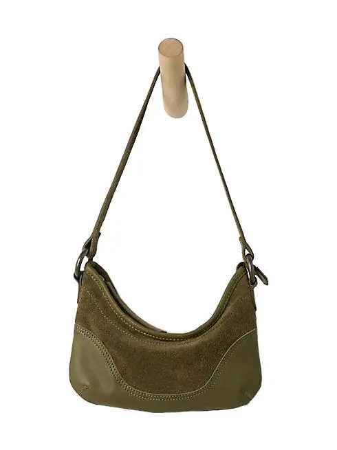 Free People Sindy Leather Shoulder Bag - Olive Green