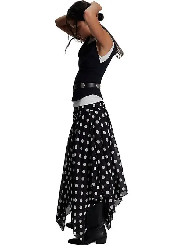 Free People Kaia Asymmetrical Printed Skirt - Night Combo Dots