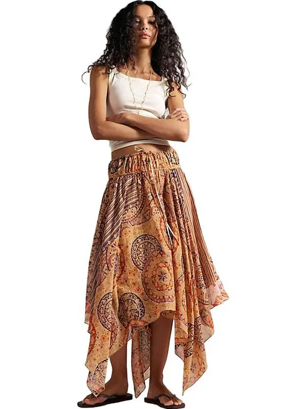 Free People Fp One Kaia Asymmetrical Skirt - Scarf Print