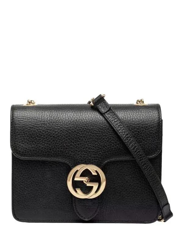 Gucci 2000-2015 Small Calfskin Interlocking G Crossbody Bag - Black