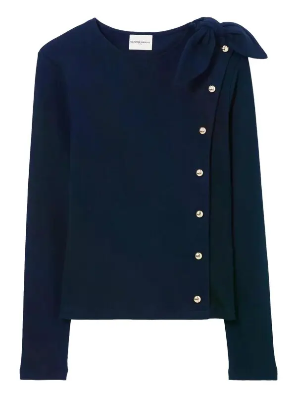 Claudie Pierlot Tie-neck Button-fastening Top - Blue