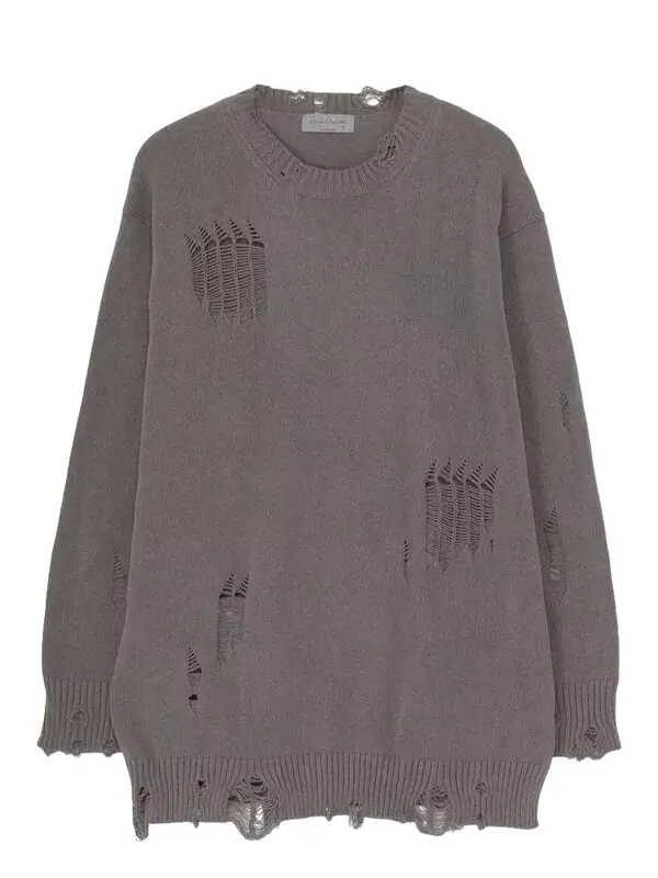 Yohji Yamamoto Distressed Crew-neck Sweater - Grey
