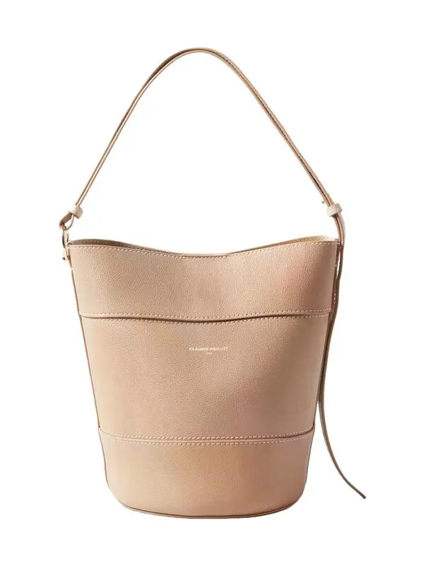 Claudie Pierlot Solveig Leather Bucket Bag - Neutrals