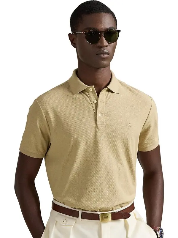 Ralph Lauren Custom Slim Fit Honeycomb-mesh Polo - Coastal Beige